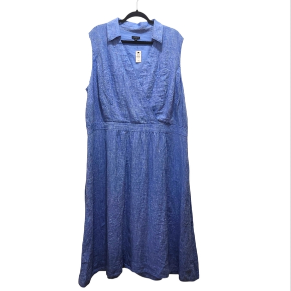 Talbots | Dresses | Nwt Talbots Linen Faux Wrap Shift Dress Cotton ...